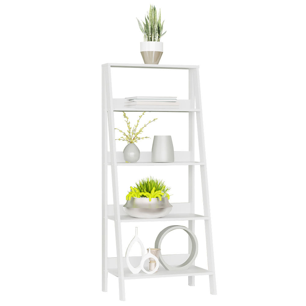 5-Tier Ladder Shelf with Storage Space, Free Standing Bookshelf, Wood ...