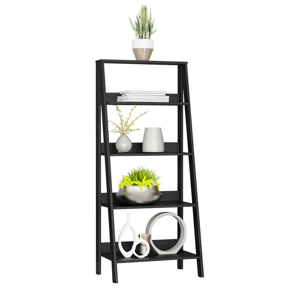 5-Tier Ladder Shelf with Storage Space, Free Standing Bookshelf, Wood ...