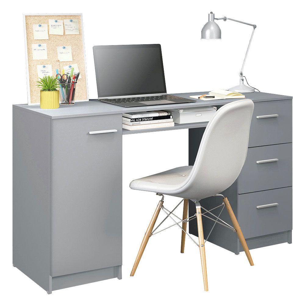 MADESA HOME OFFICE COMPUTER DESK, WORKSTATION WITH STORAGE SPACE - GREY ...